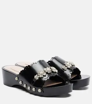 Simone Rocha Embellished Leather Clogs