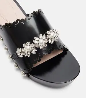 Simone Rocha Embellished Leather Clogs