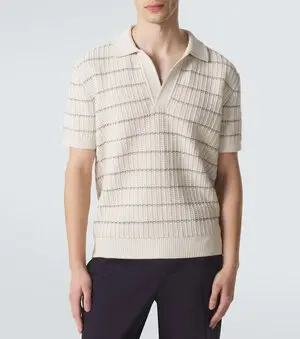 Brioni Embroidered Cotton And Linen Polo Shirt - White