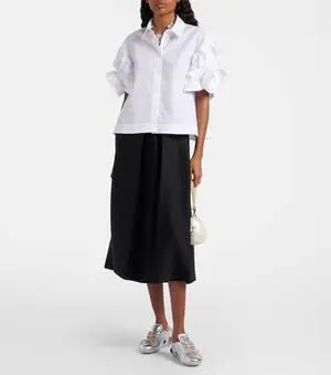 Simone Rocha Cutout Metallic Leather Sneakers - Silver