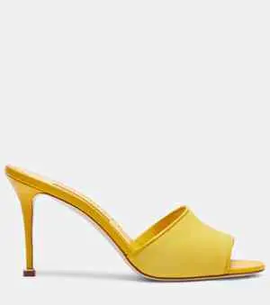 Manolo Blahnik Larache 90 Suede Mules - Yellow