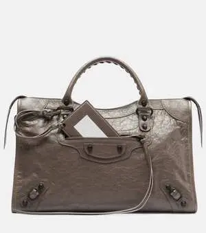 Balenciaga Le City Medium Leather Tote Bag - Grey