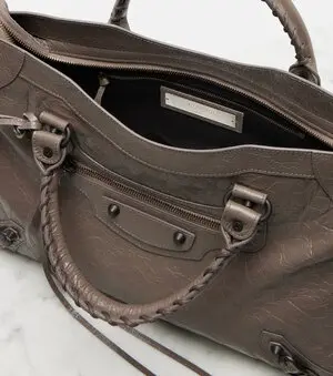 Balenciaga Le City Medium Leather Tote Bag - Grey