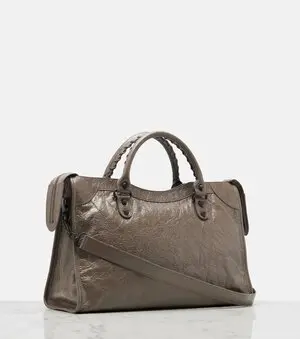 Balenciaga Le City Medium Leather Tote Bag - Grey