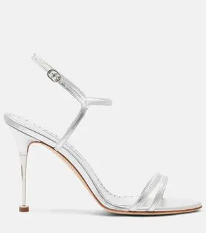 Manolo Blahnik Ciagapla 105 Metallic Leather Sandals - Silver