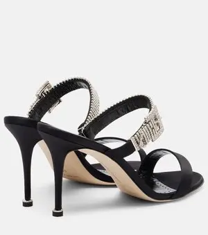 Manolo Blahnik Fibolta 90 Embellished Satin Mules