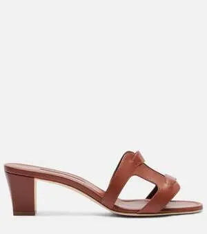 Manolo Blahnik Grellanu 50 Leather Mules