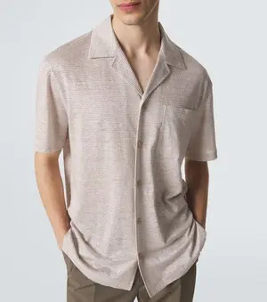 Brioni Striped Linen And Cotton Shirt - Beige