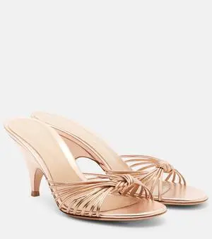 GIANVITO ROSSI Sofia Metallic Leather Mules - Gold