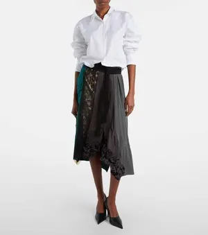 Prada Paneled Belted Midi Skirt - Grey