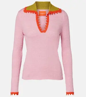 La DoubleJ Picket Cotton And Wool Sweater - Pink