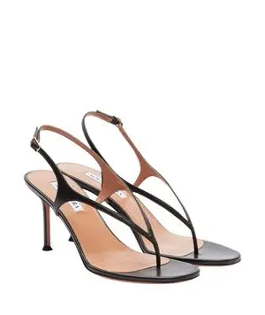AQUAZZURA Bikini Leather Thong Sandals - Brown