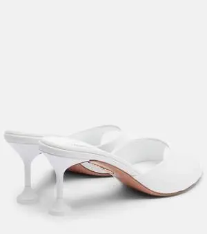 AQUAZZURA Bisous Leather Mules - White