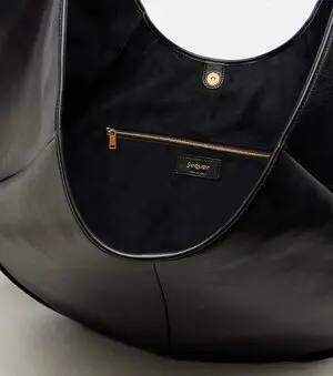 Saint Laurent Mombasa Large Leather Shoulder Bag - Black