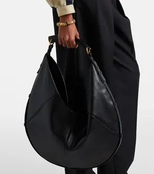 Saint Laurent Mombasa Large Leather Shoulder Bag - Black