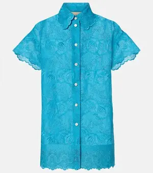 Valentino Garavani Embroidered Cotton Shirt - Blue