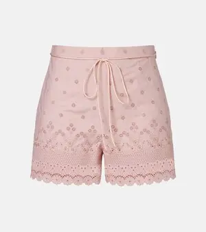 Valentino Garavani Embroidered Cotton Shorts - Pink