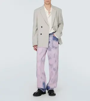 Dries Van Noten Straight Leg Jeans In Indigo - Pink