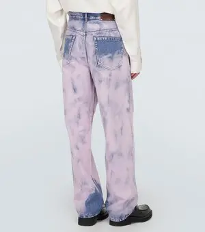 Dries Van Noten Straight Leg Jeans In Indigo - Pink