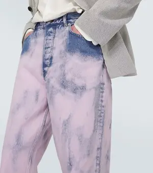 Dries Van Noten Straight Leg Jeans In Indigo - Pink