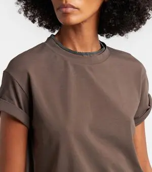 Brunello Cucinelli Monili Cotton-blend T-shirt - Brown