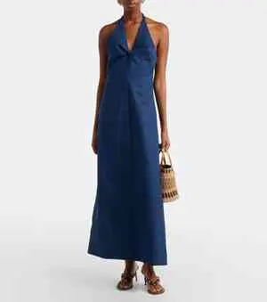 SIR. Caela Halterneck Linen Maxi Dress