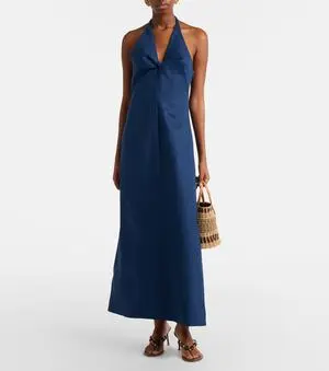 SIR. Caela Halterneck Linen Maxi Dress