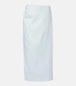 SIR. Linen Midi Skirt - Blue