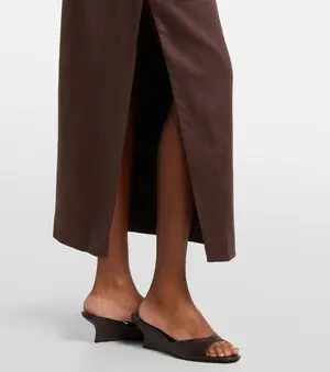 SIR. Linen Midi Skirt - Brown