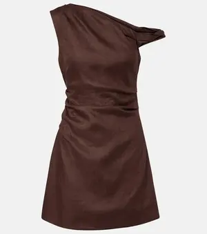 SIR. One-shoulder Linen Minidress - Brown