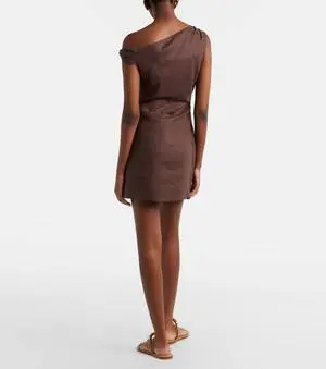 SIR. One-shoulder Linen Minidress - Brown