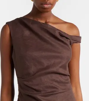 SIR. One-shoulder Linen Minidress - Brown