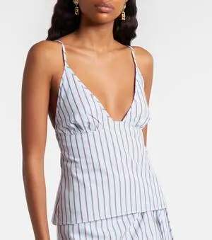 SIR. Lista Pinstripe Cotton-blend Top