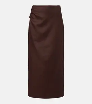 Sir The Label Linen Midi Skirt With Slits - Brown