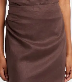 Sir The Label Linen Midi Skirt With Slits - Brown