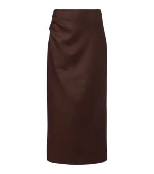 SIR. Linen Midi Skirt With Slits - Brown