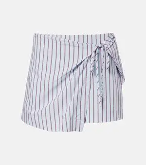 SIR. Pinstripe Cotton-blend Wrap Skirt - Blue