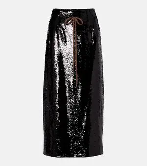 Simone Rocha Sequined Pencil Skirt - Black