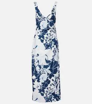 Sir The Label Paradiso Floral Linen Maxi Dress - Blue