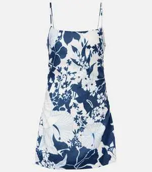 Sir The Label Paradiso Floral Linen Minidress - Blue