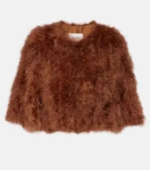 YVES SALOMON Cropped Feather Jacket - Brown