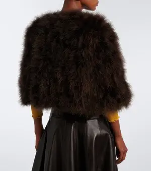 YVES SALOMON Cropped Feather Jacket - Brown
