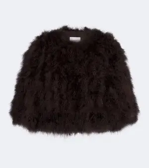 YVES SALOMON Cropped Feather Jacket - Brown