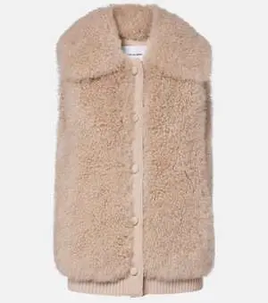 YVES SALOMON Wool-trimmed Shearling Vest - Beige