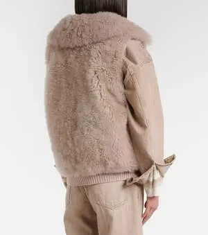 YVES SALOMON Wool-trimmed Shearling Vest - Beige