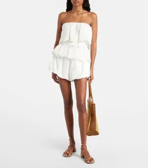 Posse Aurelia Cotton Poplin Shorts - White