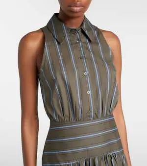Staud Romy Striped Cotton Midi Dress