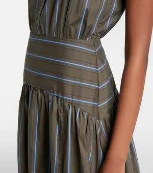 Staud Romy Striped Cotton Midi Dress