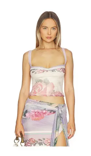 TIGER MIST Raffie Corset Top - Printed Mesh