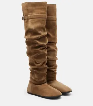 CHRISTEN Suede Over-the-knee Boots - Beige